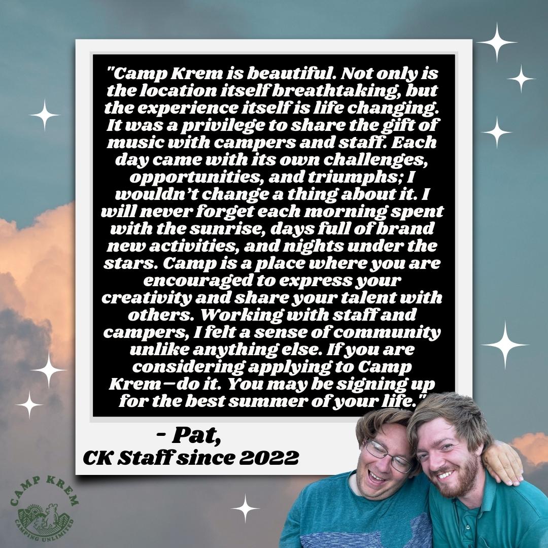 Staff Testimonials – Camp Krem – Camping Unlimited